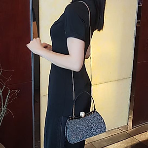 Anopo Rhinestones Clutch Purses Evening Handbag Bag Sparkly Bridal Lady Crossbody Chain Strap for Wedding Party Prom Club Black