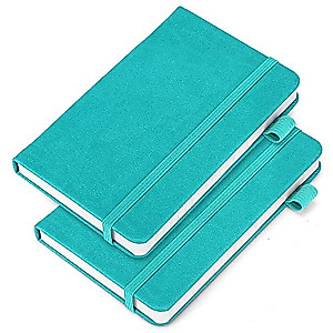 Pocket Notebook Notepad,3.5" x 5.5" 120GSM Thick Ruled Paper PU Leather Hardcover Small notepads Mini Journal Dairy with Pen Holder,Inner Pocket,Elastic Closure- (2 Pack) Blue