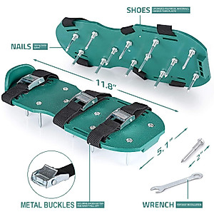 Abco Tech Lawn Aerator Shoes - for Aerating Lawn Soil - 3 Adjustable Straps and Heavy Duty Metal Buckles - One Size Fits All - Aerator Lawn Tool for Gardening, Lawn Care | Aeration Shoes for Lawn