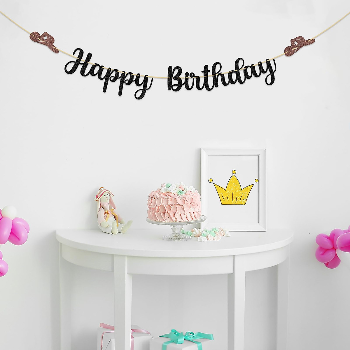 ShuanQ Cowboy Happy Birthday Banner - Western Theme Baby Shower/Birthday Party Decoration - Cowboy Cowgirl Birthday Party Bunting Decor - Wild West Birthday Party Supplies Photo Booth Props
