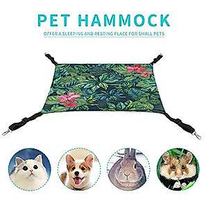 Summer Leaves and Flowers Pet Hammock Bed Guinea Pig Cage Hammock Small Animal Hanging Bed for Ferret, Chinchilla, Puppy and Other Small Animals