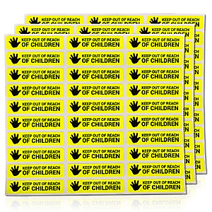 300 per Pack/3PK - Keep Out of Reach of Children Labels - 1.7 x 0.4 inch, Keep Out Reach from Children Stickers for Choking Hazard, Cosmetics, Drug Warning - Pharmacy Auxiliary Label (Yellow)