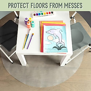 S&T INC. Splat Mat for Under High Chair, Water Resistant Plastic Floor Mat, 42 Inch Diameter Round, Clear