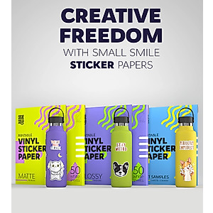 Premium Printable Vinyl Sticker Paper for Inkjet Printer and Laser - 20 White Matte Sticker Paper Waterproof - Durability Adhesive Paper 8.5 x 11, Fast Dry, Holds Ink Well, Great for Cutting Machines