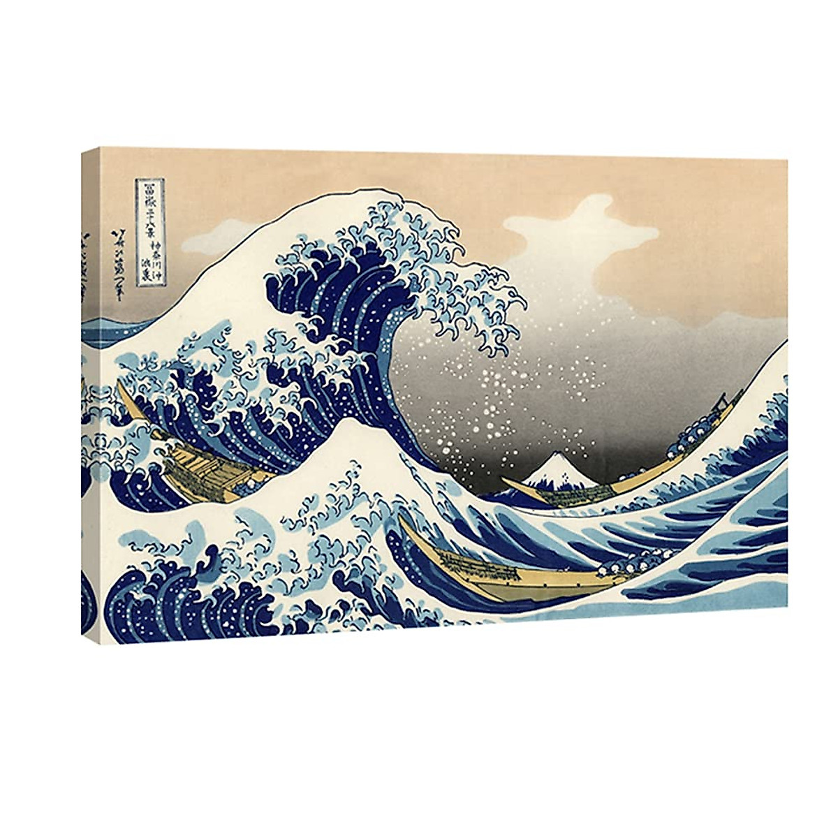 Wieco Art Great Wave of Kanagawa Katsushika Hokusai Giclee Canvas Prints Wall Art Abstract Seascape Pictures Paintings for Living Room Home Decorations Large Modern Stretched and Framed Sea Artwork