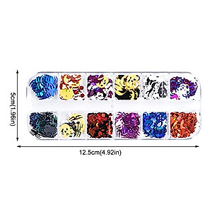 HMDABD Makeup Glitter for Eyes Nail Glitter Halloween Glitter And Halloween Nail Glitter And Witch Sequins And Pumpkin Glitter For DIY Resin Craft Nail Design Stencils（Black