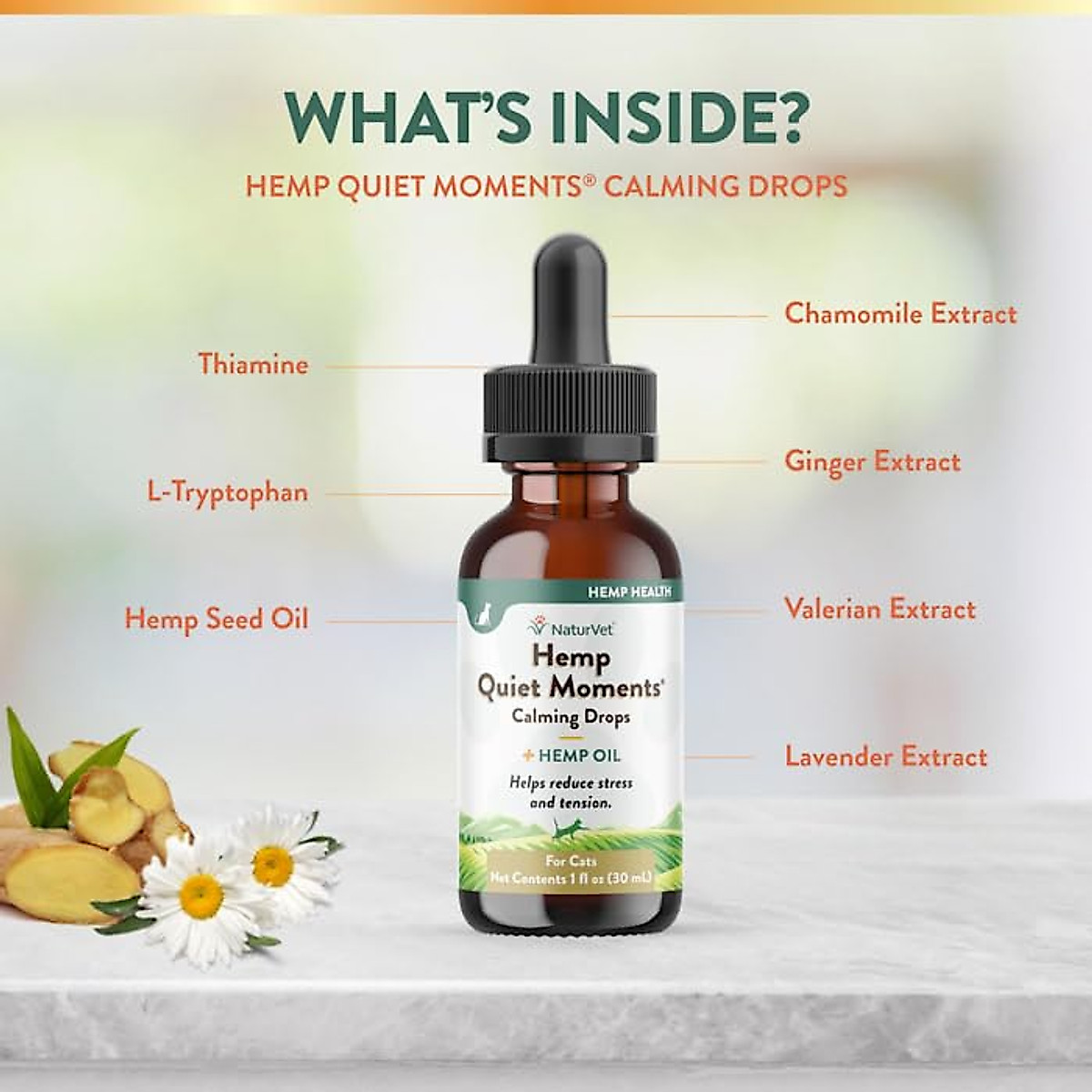 NaturVet Hemp Quiet Moments Calming Drops for Cat, 1oz