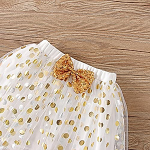CBNRLOPOP Toddler Kids Baby Girls Outfits Birthday Princess T-Shirts Top Dot Bubble Tutu Skirt 2PCS Summer Dresses Set