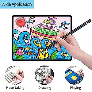 Active Stylus Pens for Touch Screens, DOGAIN Stylist Digital Pen, 1.5mm Fine Point Rechargeable iPad Pencil for Drawing/Writing/Playing, Compatible with iOS/Android and Other Tablets(Black)