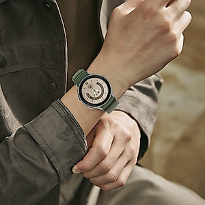 Alpine Loop Nylon Bands for Samsung Galaxy Watch 6/5/4 40mm 44mm Band/6 Classic 43mm 47mm Band/5 Pro Band 45mm/4 Classic 42mm 46mm Band, with Titanium G-Hook Men Women(Army Green + Orange)