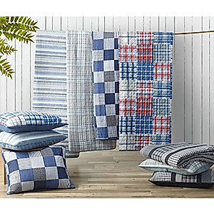 Nautica Quilt Set All Season Cotton Bedding with Matching Sham, Lightweight & Reversible, Queen, Jettison Grey/Blue/White