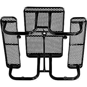 Global Industrial 4 ft. Expanded Metal Rectangular Outdoor Steel Picnic Table, Black
