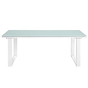 Modway Fortuna Aluminum Glass Outdoor Patio 44" Coffee Table in White