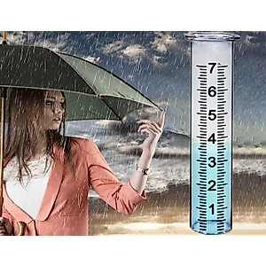 BIUWING 7" Capacity Glass rain Gauge Replacement Tube for Outdoors Yard Garden with Lip, Best Rated, Easy to Read (2 pcs)