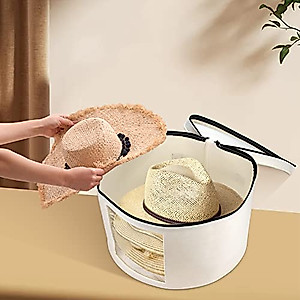 VanlonPro Large Hat Storage Box for Women & Men, 16" D x 10" H Hat Box Organizer，Foldable Round Travel Hat Boxes with Dustproof Lid, Stuffed Toy Storage Bin Bag