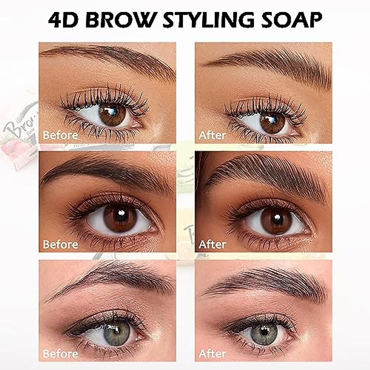 Brow Soap Eyebrow Soap for Eyebrow-2PCS Brow Styling Soap Kit 4D Brow Freeze, Long Lasting Waterproof No Flaking Clear Brow Gel, Eyebrow Wax with Brow Brushes & Spray Bottle for Natural Eyebrows-02#