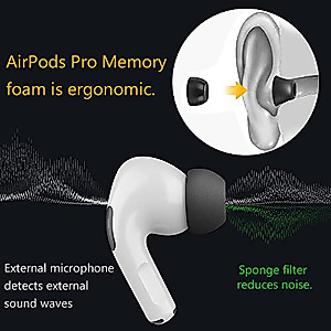 KASOTT Replacement Airpod Pro Ear Tip Premium Memory Foam Earbud Tips, Perfect Noise Reduction, Ultra-Comfort, Anti-Slip Eartips, Fit in The Charging Case (Assorted Sizes S/M/L, 3 Pairs)