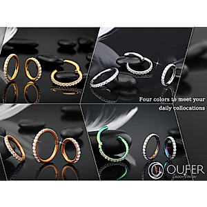 OUFER 14G Gold Belly Button Rings, 316L Surgical Steel Belly Button Hoop Jewelry, Clear CZ Paved Belly Hoop Rings, Belly Piercing Jewelry-8MM