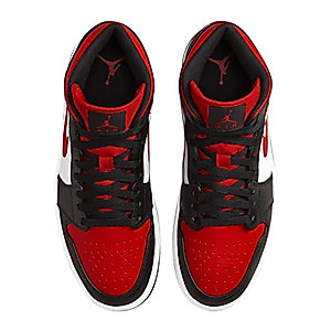 Nike Men's Air Jordan 1 Mid Shoes, White/Black-red, 8.5