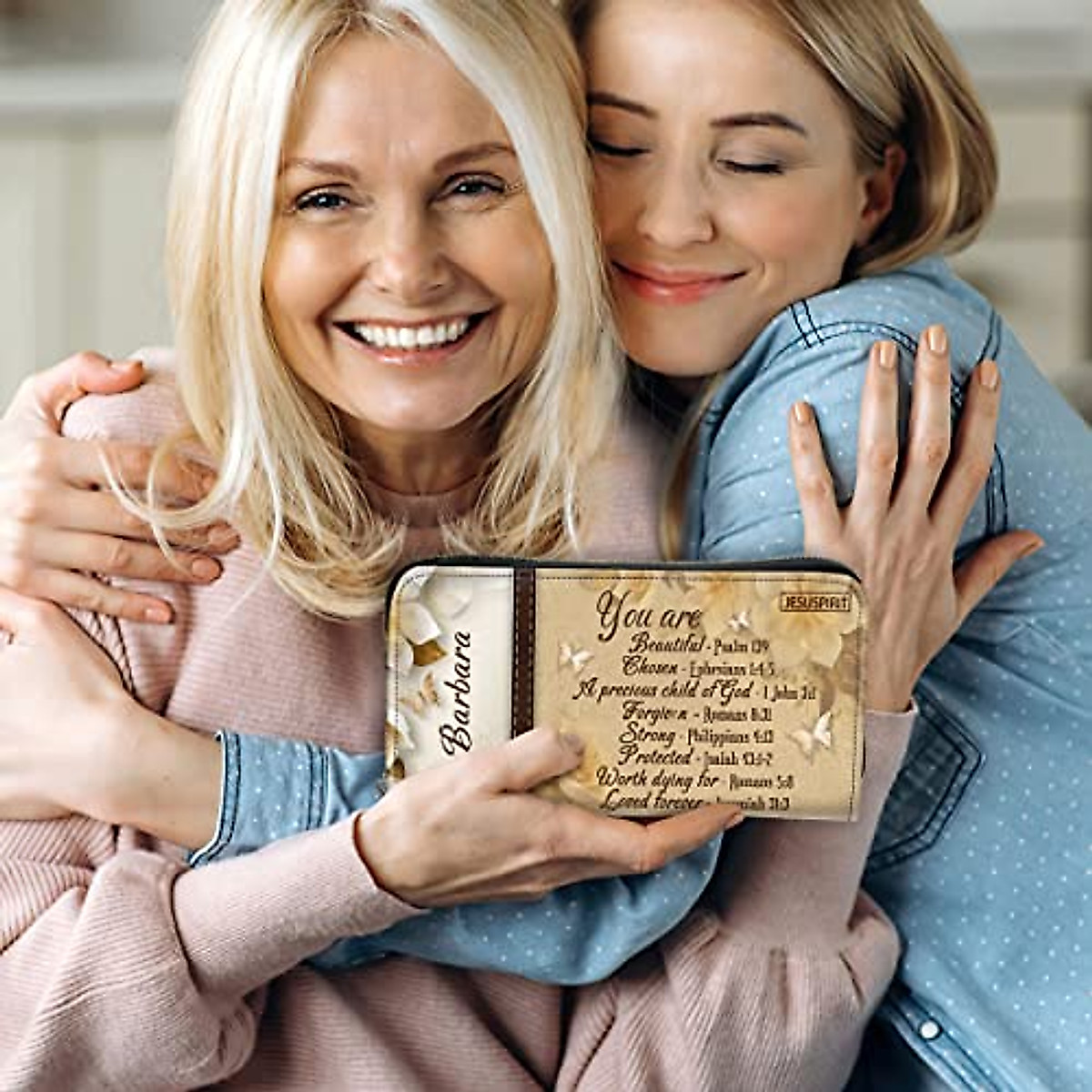 Jesuspirit Inspirational Christian Scripture You Are Beautiful Gifts - Religious Personalized Wristlet Wallets Faith Gift For Church Ladies - Spiritual Custom Leather Clutch Purse For Women Of God