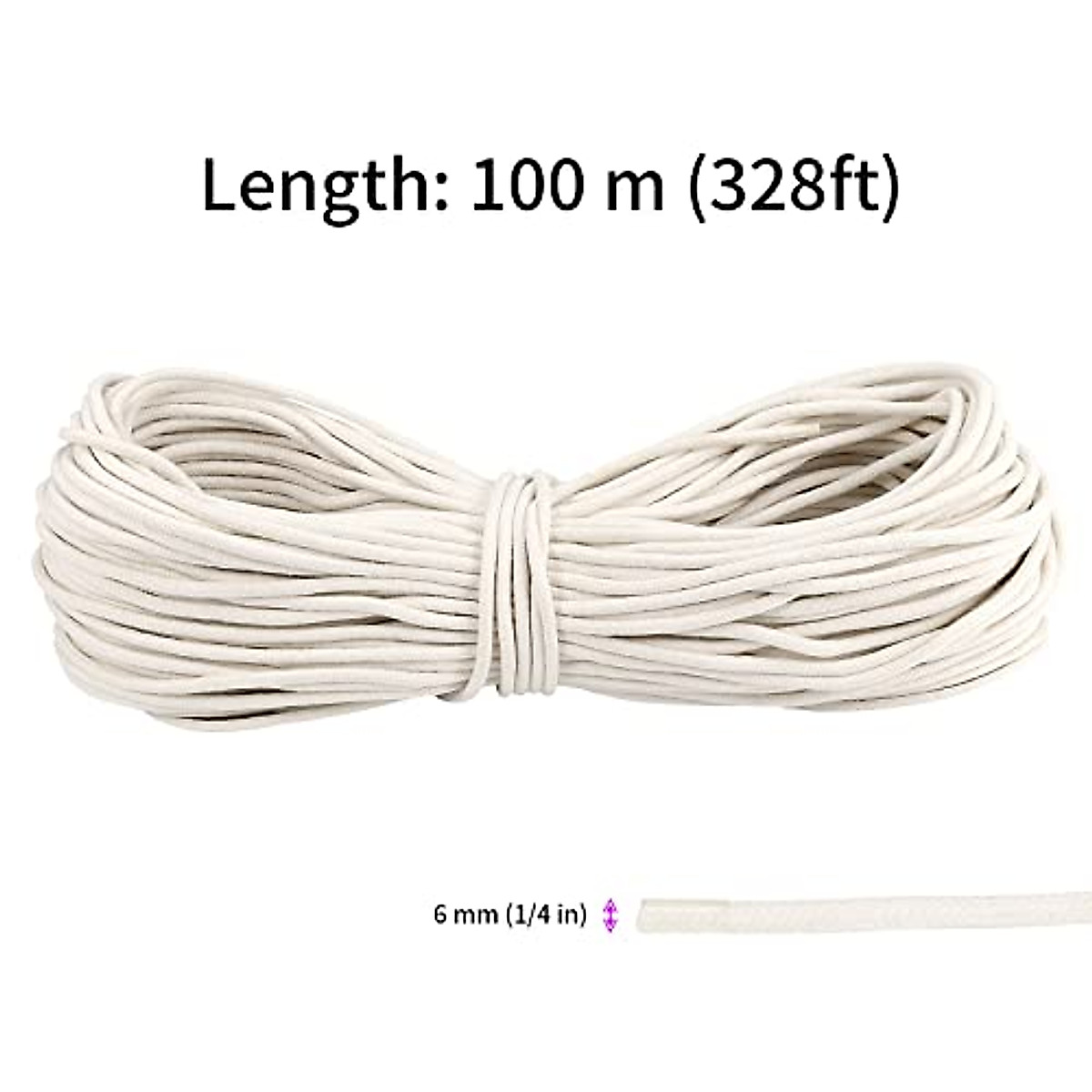 Natural Cotton Rope, JEUIHAU 328 Feet 1/4 Inch Cotton Clothesline Rope, All-Purpose Braided Cotton Rope Utility Cord for Clothes Hanging, Crafting, Macrame, Basket Making, and DIY Art Projects