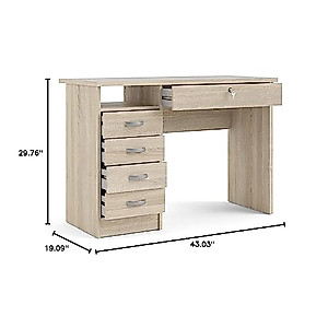 Tvilum, Oak Structure Walden Desk with 5 Drawers