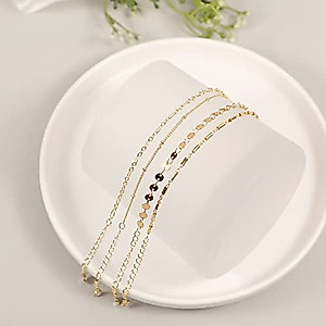 Tasiso Gold Bracelets for Women 14K Gold Jewelry for Women Cute Heart Beaded Bracelets for Women Lip Cuban Link Paperclip Chain Anklet Dainty Bracelet Pack Gifts for Women Girls