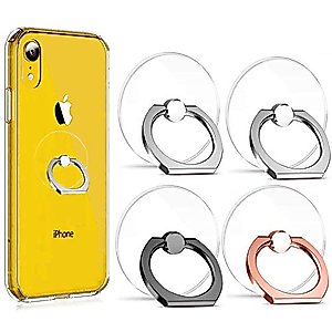 Phone Ring Transparent Cell Phone Ring Holder,360°Rotation Finger Ring Stand, Clear Cell Phone Kickstand Compatible with Most of Phones,Tablet and Case (1)