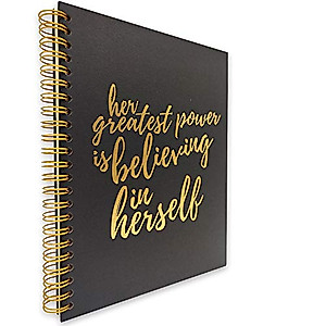 akeke Her Greatest Power Is Believing in Herself Inspirational Hardcover Spiral Notebook/Journal, Gold Foil Words, Gold Wire-o Spiral, Notes Diary Book Gift for Women, Friend, Sister, Daughter