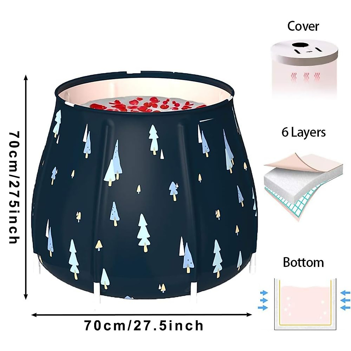 Mcgrady1xm Portable Foldable Bathtub for Adults, Ice Cold Bath Tub, Soaking Tub for Shower Stall, Separate Family Bathroom SPA Hot Bath Tub, Efficient Maintenance of Temperature