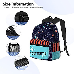 J&SBGFT Custom Backpack for Boys Girls,Personalized Toddler Backpack with Name,Customization Space Print Kid School Backpack Cute Bookbag 15in