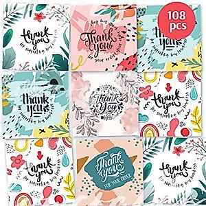 Thank You Cards Small Business | 108 Thank You for Your Order Cards 6 Designs 3.5"x3.5" | Thank You for Supporting My Small Business |Cards Small Thank You Cards Mini Thank You for Shopping Cards…