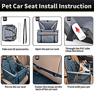 SWIHELP Dog Car Seat Puppy Portable Pet Booster Car Seat with Clip-On Safety Leash and PVC Fram, Anti-Collapse,Perfect for Small Pets