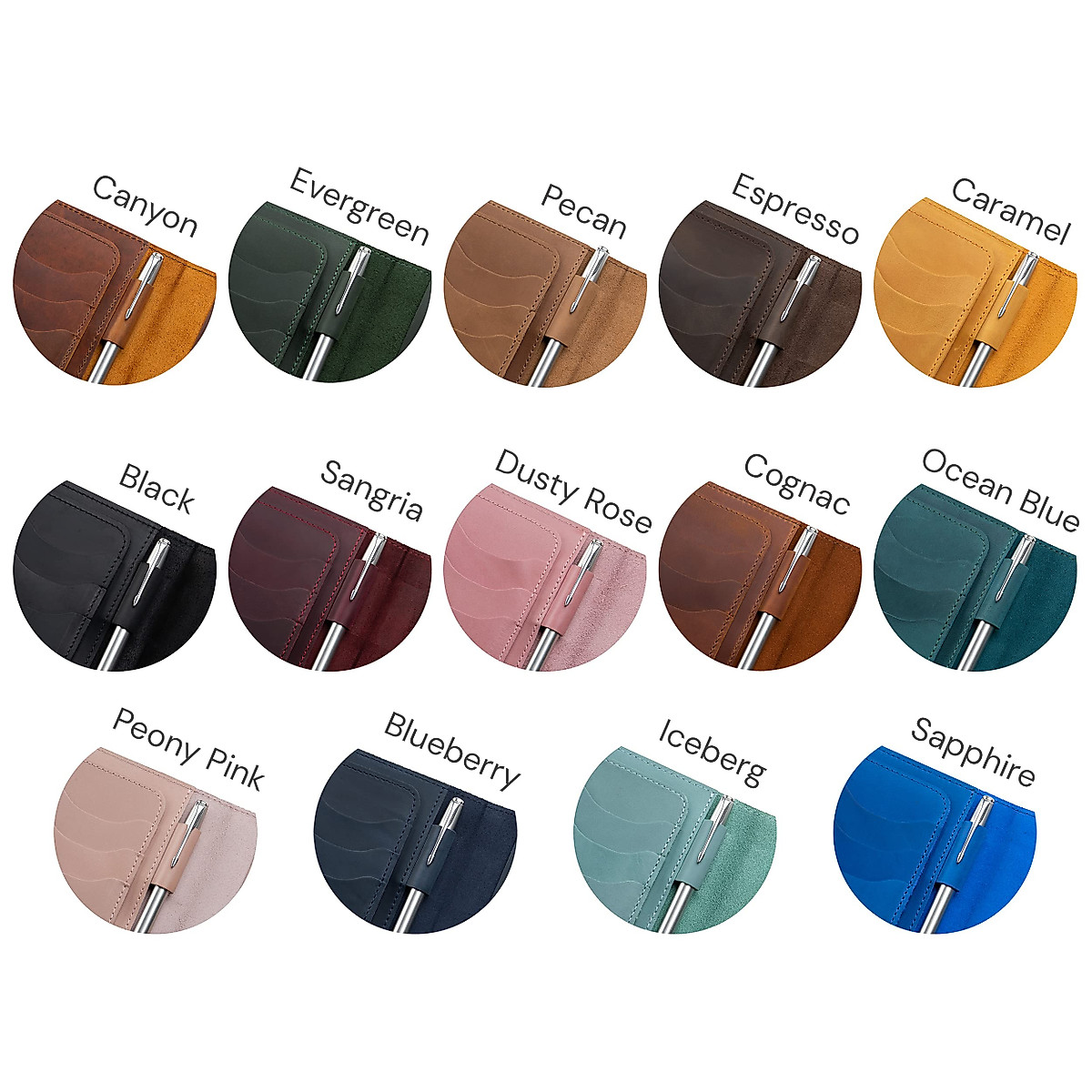 Leather Journal Cover for Moleskine Cahier Notebook Pocket size with pen holder 3.5" x 5.5" Personalized Refillable Cover Compatible with Field Notes