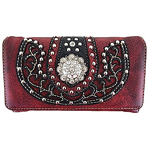 Western Style Cowgirl Belts Buckle Country Purse Crossbody Handbag Women Hobo Shoulder Bag Wallet Set Red