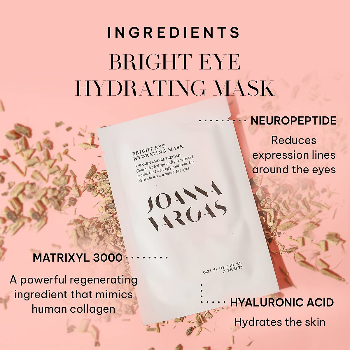Joanna Vargas Bright Eye Hydrating Mask. Concentrated Ultra-Luxe Bamboo Hydration Sheet Masks Target Dark Circles, Expression Lines and Skin Tone. 5 Sheets (0.35 oz/sheet)