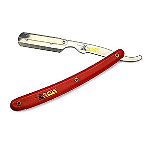 Classic Samurai CS-101 Red Stainless Steel Professional Barber Straight Edge Razor with 15 Astra Double Edge Razor Blades