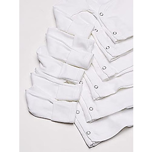 Gerber Baby 6-Pack Long-Sleeve Side-Snap Mitten-Cuff Shirt, White, 0-3 Months