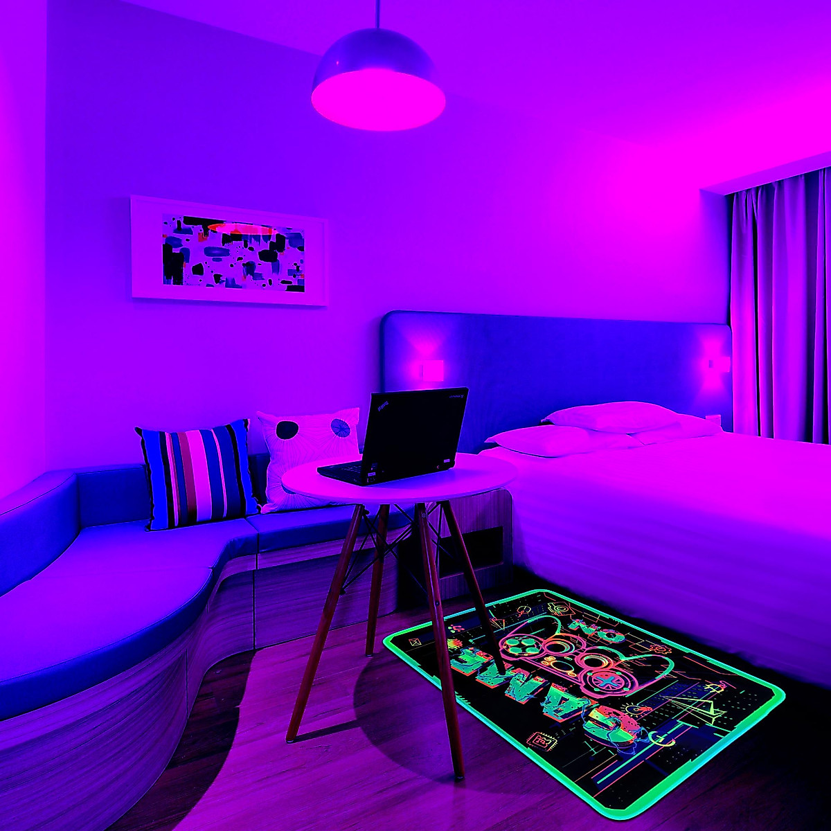 KMkicme Gaming Area Rug for Bedroom Gamer Rug for Boys Room Decor Video Game Printed Carpet Glow in The Blacklight Rug for Playroom Non-Slip Area Rug Kids Girls Gamer Room Casual Mat 23x35 Inch