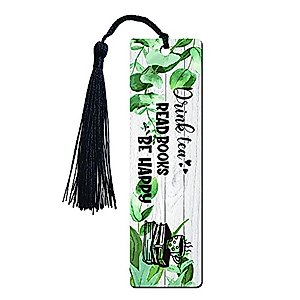 FIVE ELEPHANT Drink Tea Read Books Be Happy Funny Inspirational Bookmark, Funny Reader Gifts, Reading Gifts, Gift for Men and Women, Book Lover Writers Friends