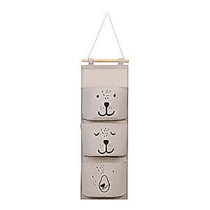 Wall Hanging Storage Bags 3 Pockets Cotton Canvas Fabric Wall Storage Organizer Multifunctional Door Closet Hanging Storage Organizer Waterproof Wall-Mounted Storage Pouch for Bedroom Home Office