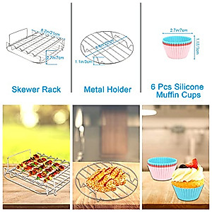 Square Air Fryer Accessories, 8 Inch XL Set of 19 Pcs Deep Fryer Accessories, for Philips Cosori Ninja Gowise Gourmia Air Fryer, fit 3.8Qt or Larger Air Fryer, with Disposable Parchment Paper Liners