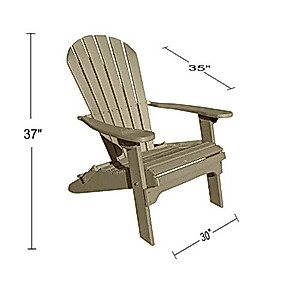 Phat Tommy Adirondack Chair - Poly Outdoor Furniture - Recycled, Composite, All Weather, & Folding - Heavy Duty Plastic Patio Seating, Weatherwood