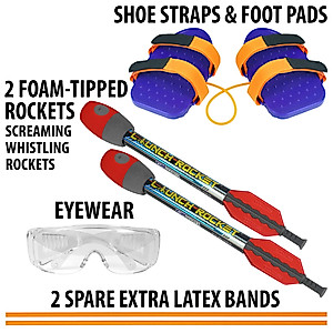 Funwares Sky Flight Launch Rocket for Kids, Giant Slingshot Catapults Whistling Foam Rockets Over 250 Feet, 100% Kid Powered Outdoor Fun