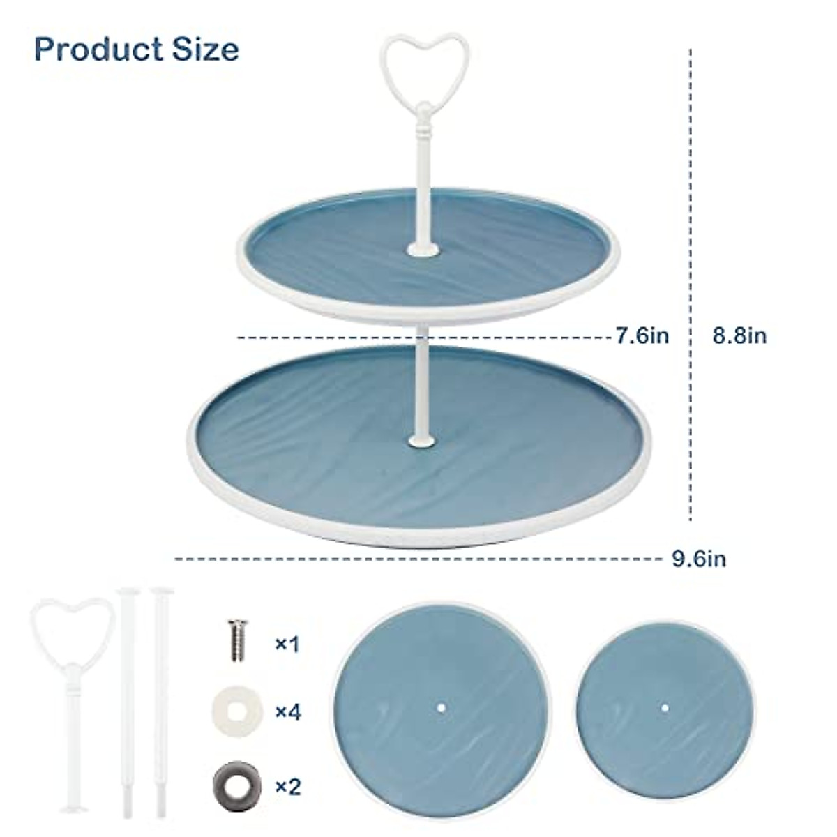 Lucky Will 2 Tier Serving Tray for Ocean Theme Party Cupcake Stand Elegant Platters Tower for Baby Boy Shower Decorations Wedding Seaside Restaurant Holiday Wine Table