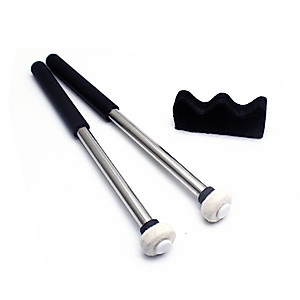TUOREN 1 Pair Tongue Drum Mallets with Bracket Handpan Drum Sticks Rubber Mallet Percussion Instrument Accessory (Type B)