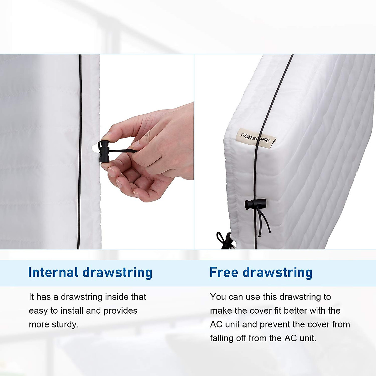 FORSPARK Indoor Air Conditioner Cover, AC Covers for Inside with Free Drawstring, 21 x 15 x 3.5 inches (L x H x D) - White