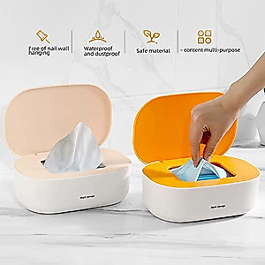 AnyCar Wipes Holder, Household Large Capacity Sealing Tissue Storage Holder, Wall Mount Wipes Mask Storage Box, Desktop Wall Storage Box with Lid (Pink)
