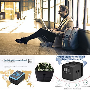 Universal Travel Adapter Worldwide International Plug Converter 30W 6A Pd 20W Type c QC3.0 USB 3A+1C All in One Multiple AC 8A sockets Outlet USA EU UK AUS FCC Listed