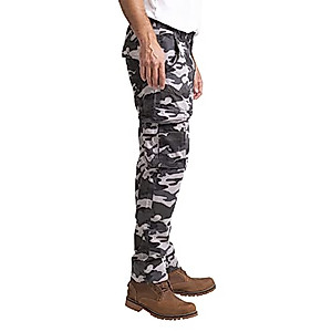 Mens Army Cargo Pants Casual Regular Fit Camouflage Combat Cotton Multi Pocket Security Workwear Trousers Sizes 32W-44W (Gray Camo, 38W x 34L)